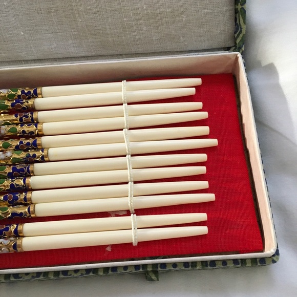 Vintage | Dining | Vintage Cloisonn Enamel And Gold Chop Sticks | Poshmark